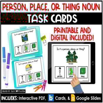 Person, Place, or Thing Noun | Language Arts | Reading Task Cards ...