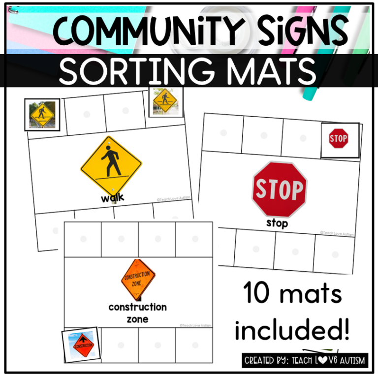 Community Signs Sorting Mats - Teach Love Autism