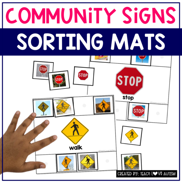 Community Signs Sorting Mats - Teach Love Autism
