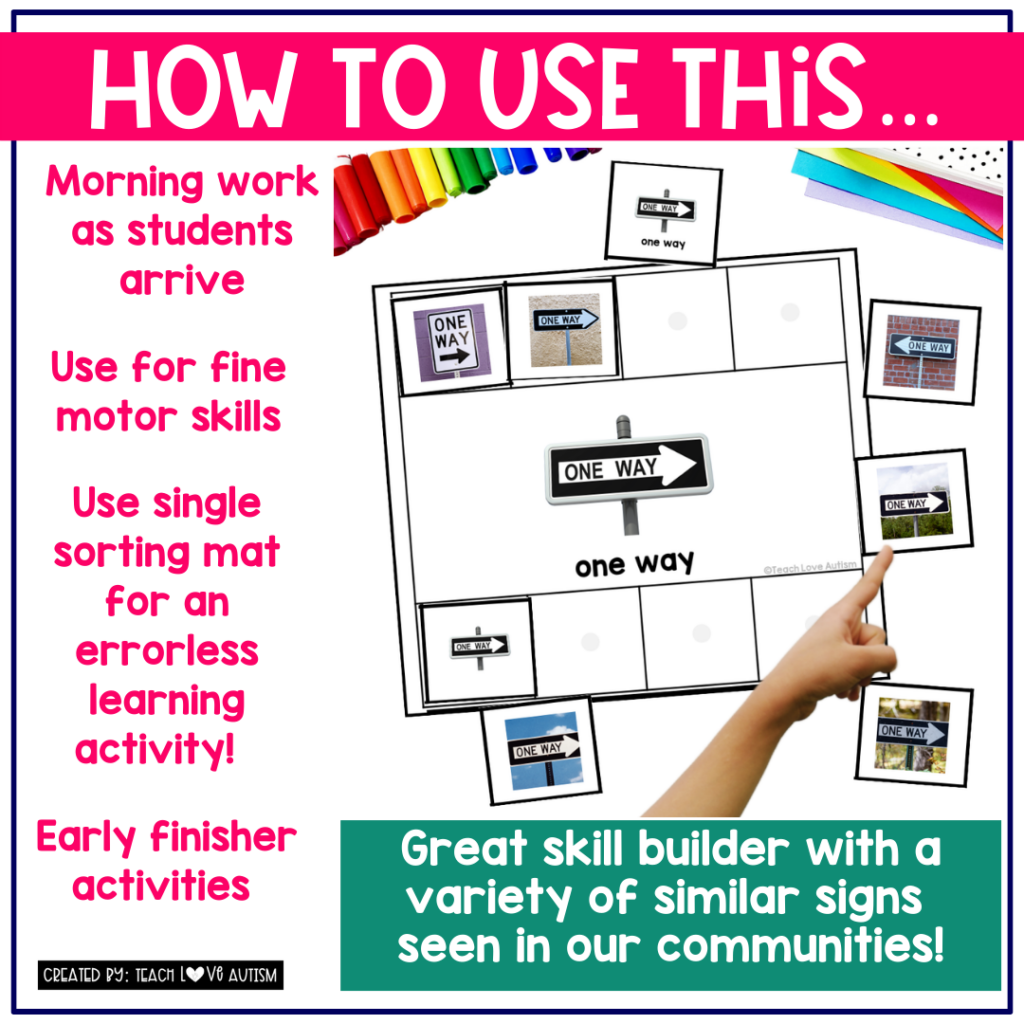 Community Signs Sorting Mats - Teach Love Autism