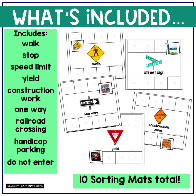 Community Signs Sorting Mats - Teach Love Autism