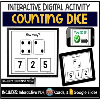 Counting Dice Digital Task Cards | Subitizing | Math Boom Cards - Teach ...