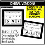 Fill in Number Line | Missing Number | Math Printable Task Cards | Boom ...