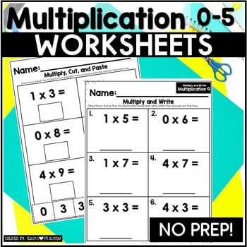 Multiplication 0-5 Math Worksheets | No Prep Math Worksheets - Teach ...