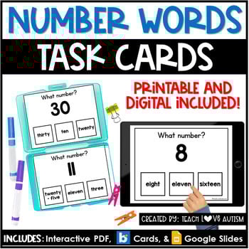 Numbers in Words | Math Printable Task Cards | Boom Cards - Teach Love ...