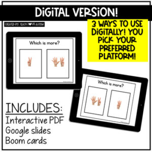 Which is More? | Math Printable Task Cards | Boom Cards - Teach Love Autism