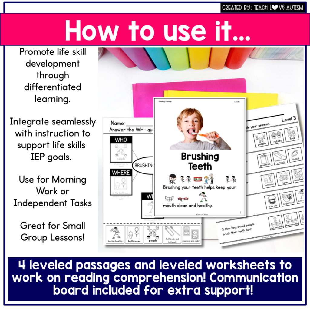 Brushing Teeth Life Skills Reading Comprehension Passages and ...