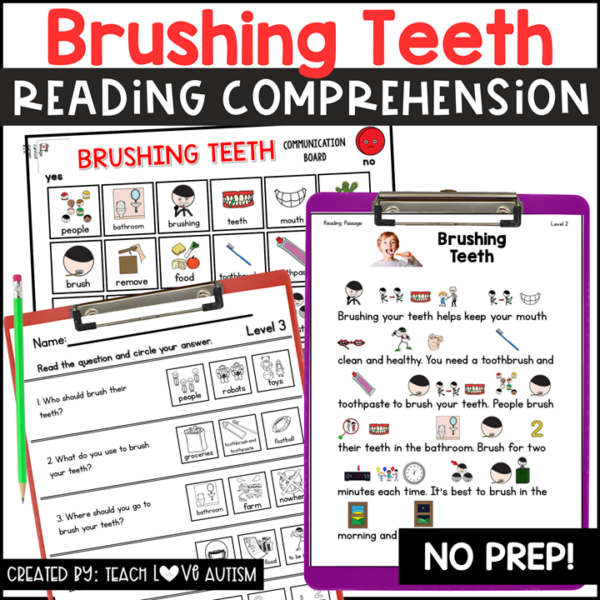 Brushing Teeth Reading Comprehension Passages and Worksheets for Life ...