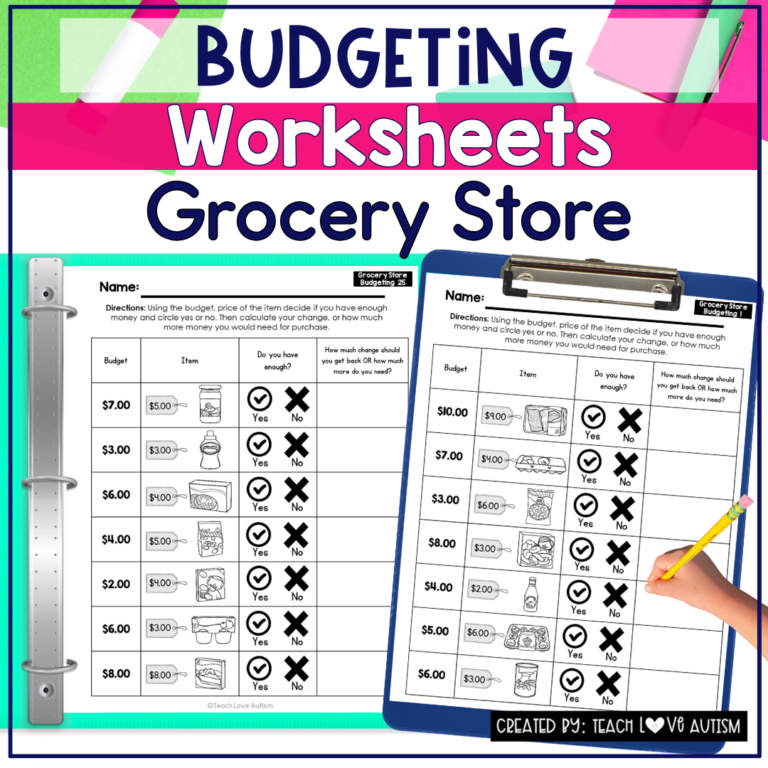 Grocery Store Budget Worksheets | Calculating Prices & Making Change ...
