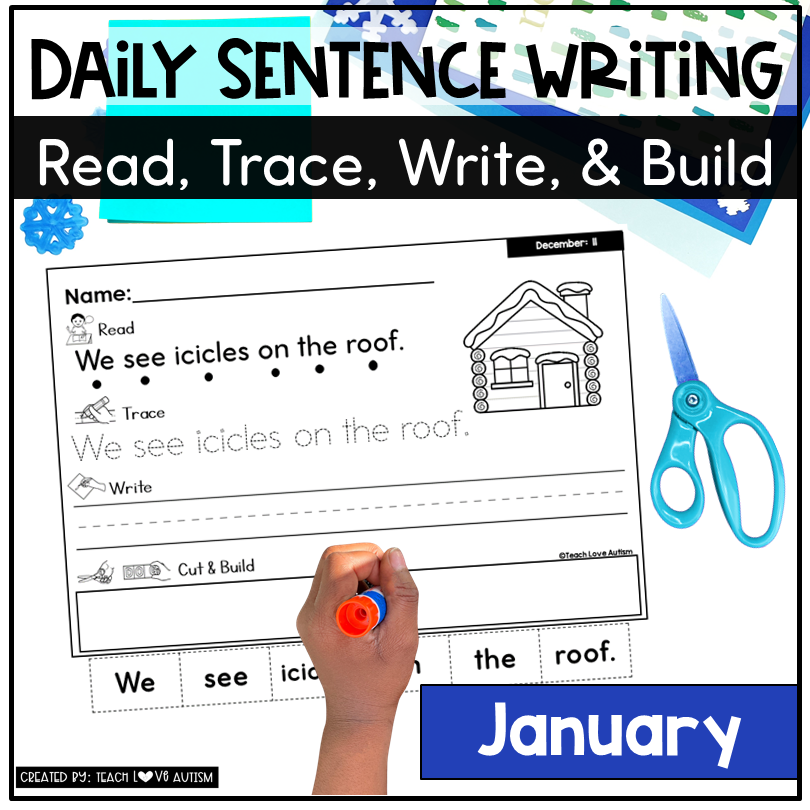 January Daily Writing Worksheets | Read, Trace, Write, and Build ...