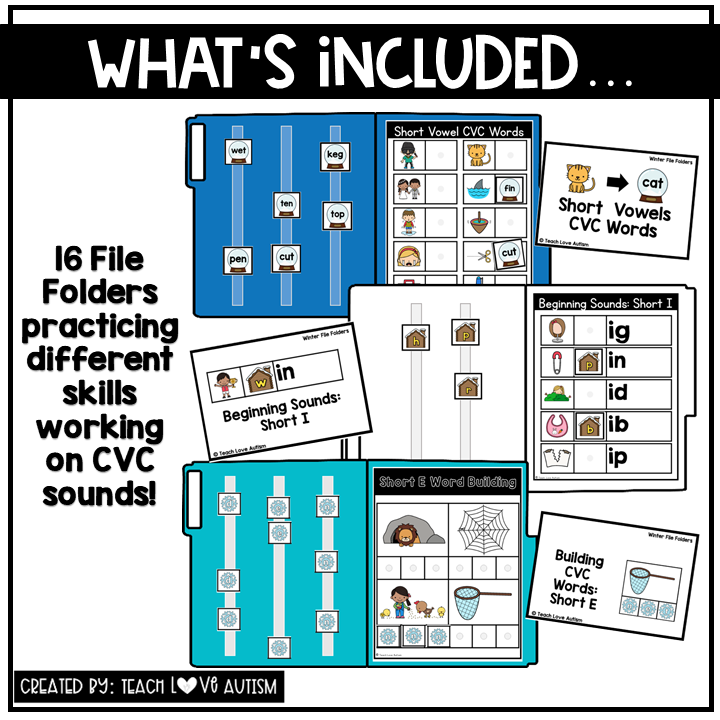 Winter CVC File Folders for Centers - Teach Love Autism