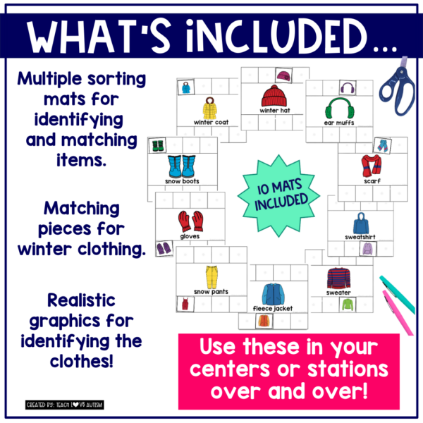 Winter Clothing Sorting Mats - Teach Love Autism