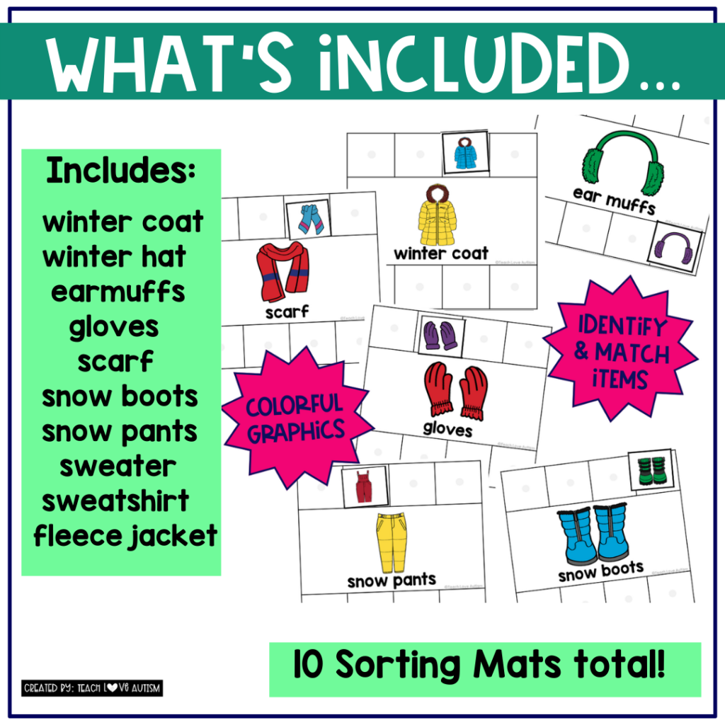 Winter Clothing Sorting Mats - Teach Love Autism