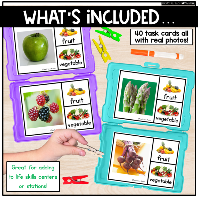 Fruit or Vegetable Task Cards | Life Skills - Teach Love Autism
