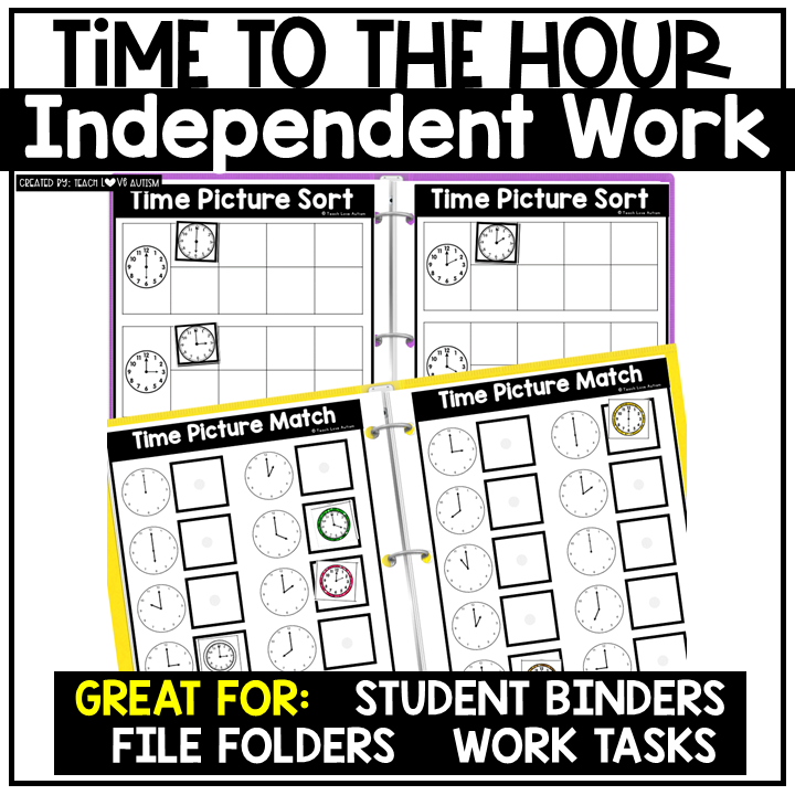 Telling Time to the Hour Activities | Work Binder | Time File Folders ...