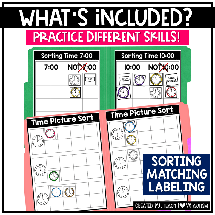 Telling Time to the Hour Activities | Work Binder | Time File Folders ...