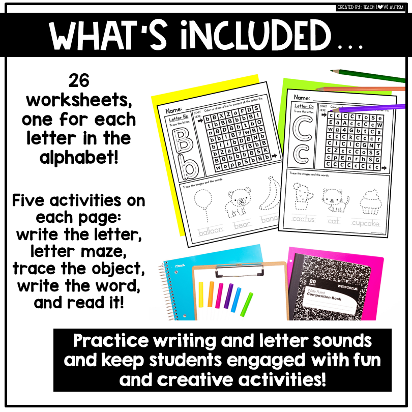 Fine Motor Alphabet Worksheets for Handwriting Practice - Teach Love Autism