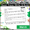 March Daily Writing Worksheets | Read, Trace, Write, and Build Activity ...