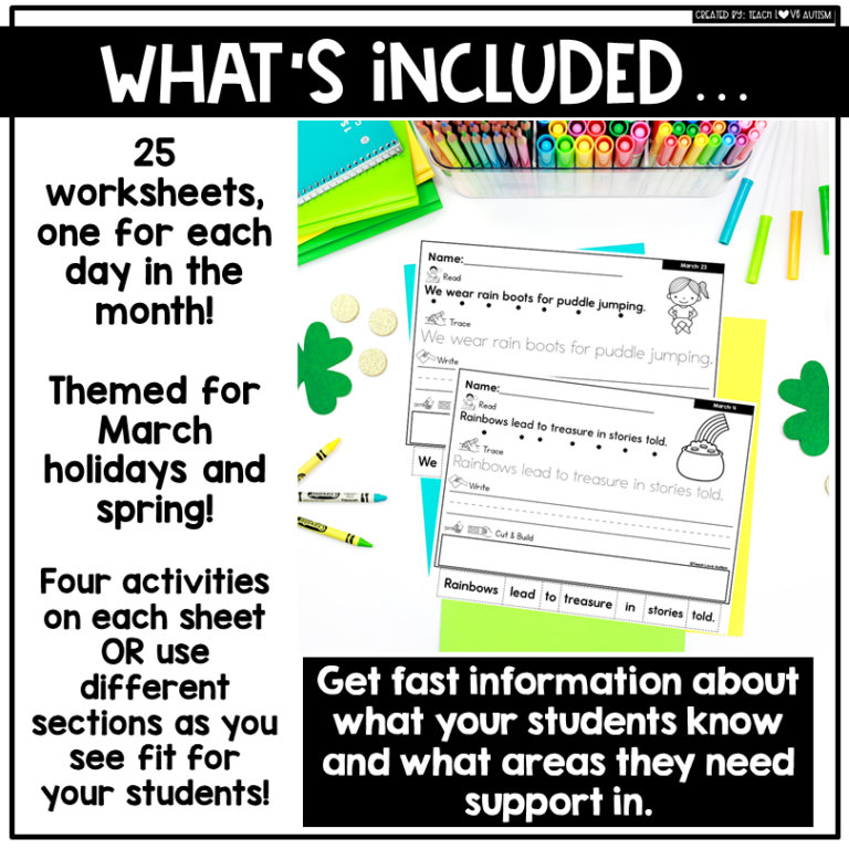 March Daily Writing Worksheets | Read, Trace, Write, and Build Activity ...