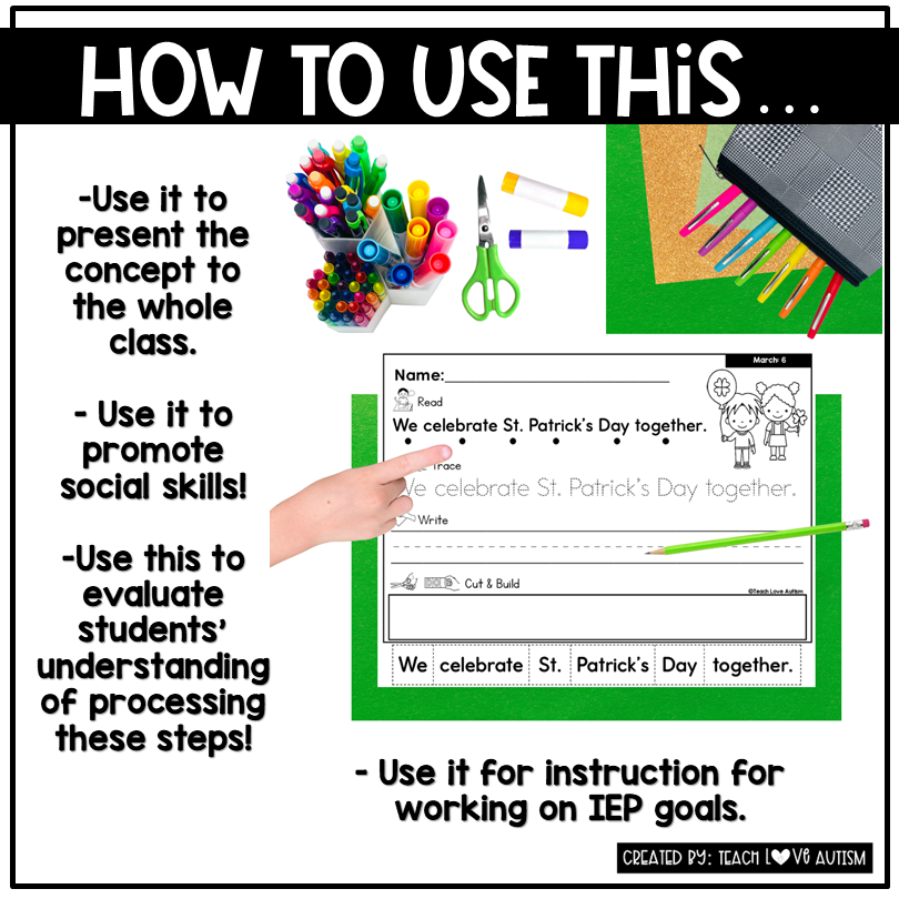 March Daily Writing Worksheets | Read, Trace, Write, and Build Activity ...