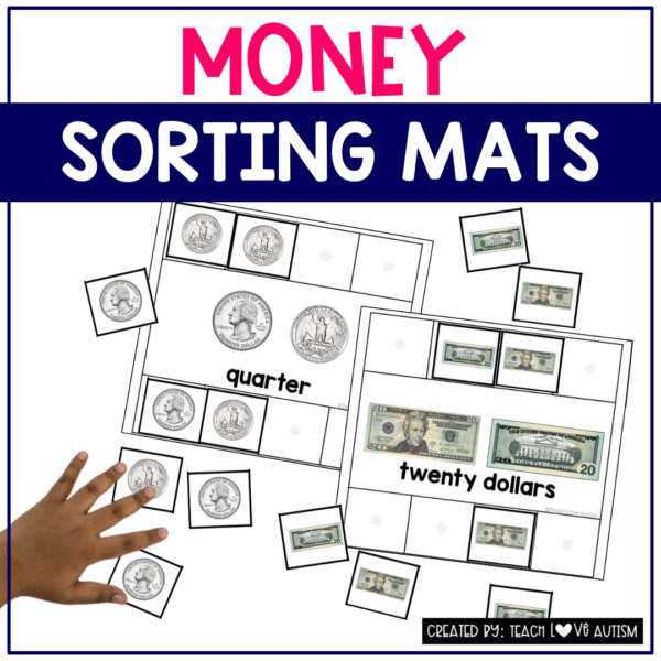 Money Sorting Mats with Coins and Bills - Teach Love Autism