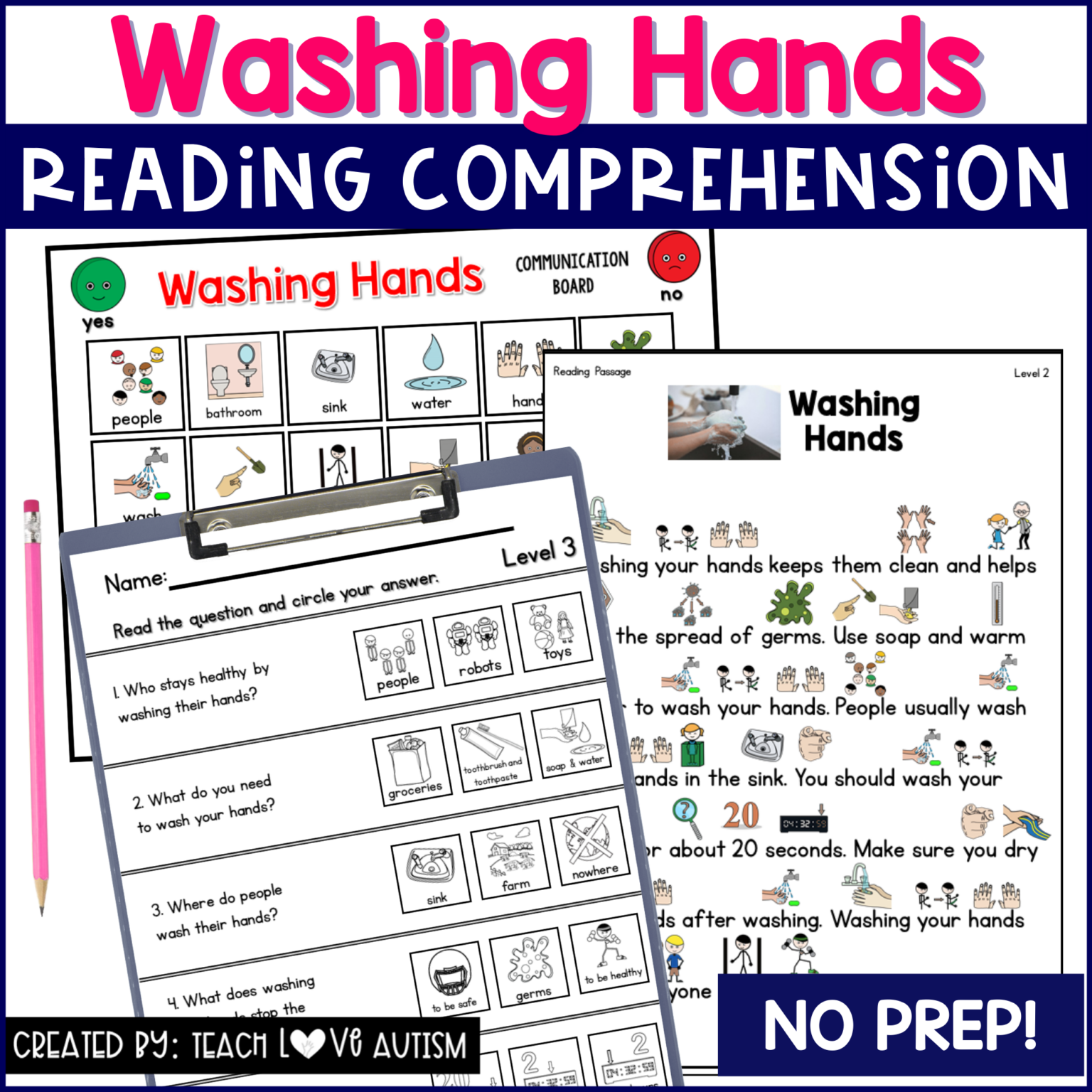 Washing Hands Reading Comprehension Passages and Worksheets for Life ...