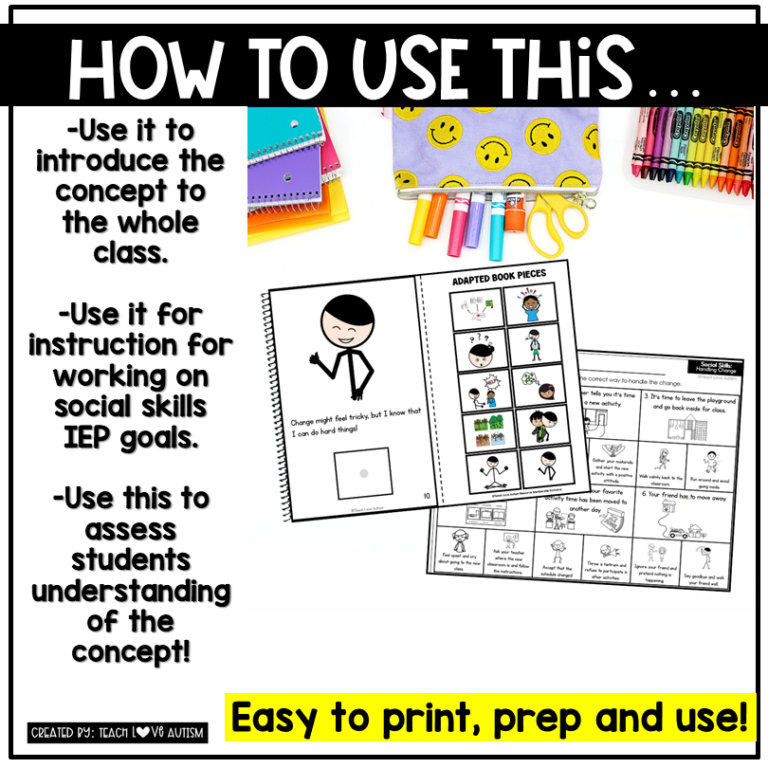 Handling Changes Adapted Book | Social Skills - Teach Love Autism