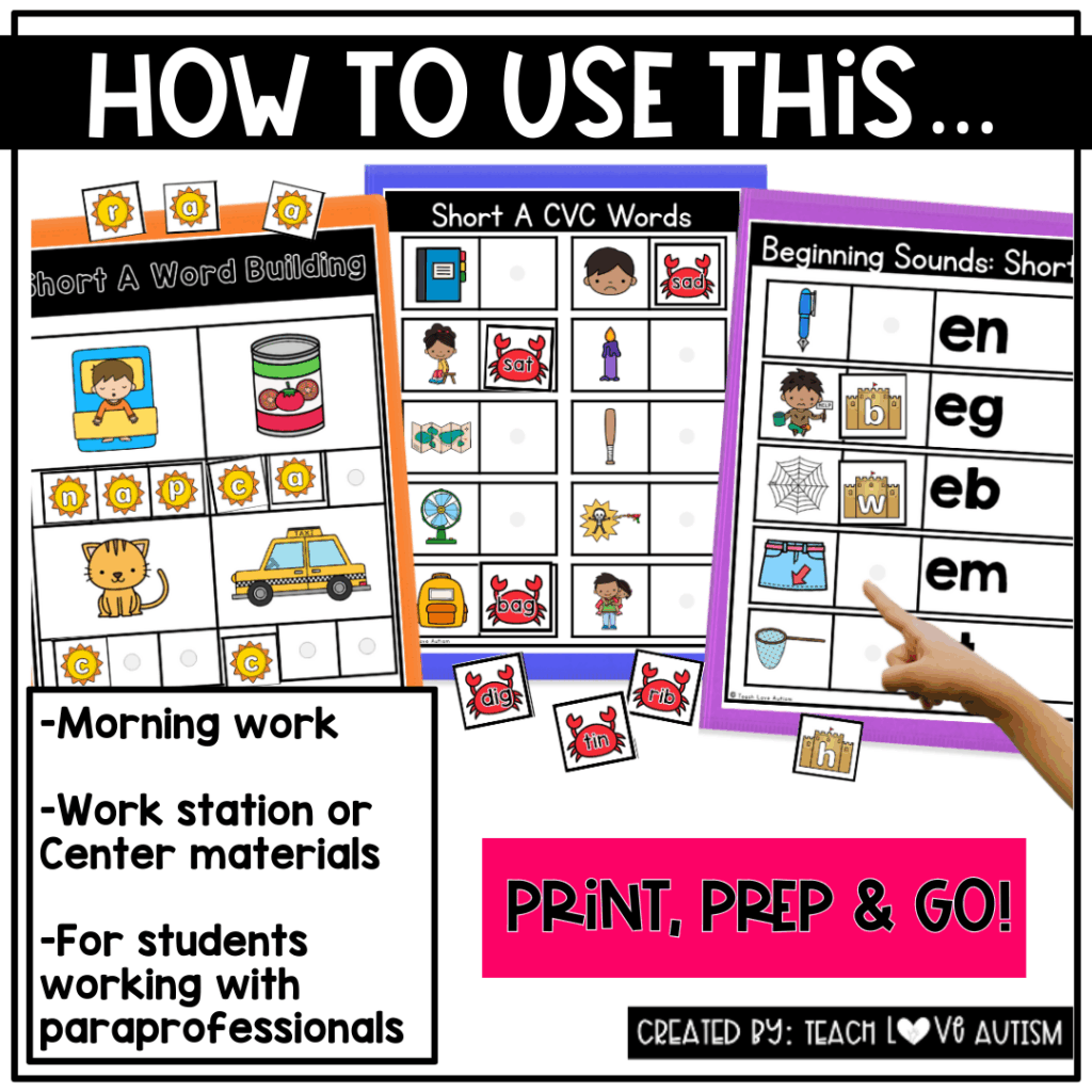 Summer CVC File Folders for Centers - Teach Love Autism
