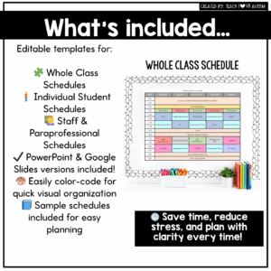 Editable Classroom Schedule Template PowerPoint - Teach Love Autism