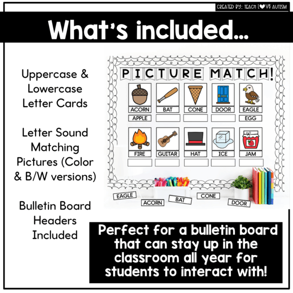 Interactive Alphabet Bulletin Board | Letter Matching & Sounds with ...