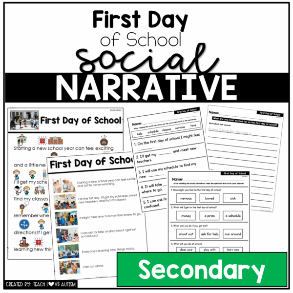 First Day of School -Secondary - Teach Love Autism