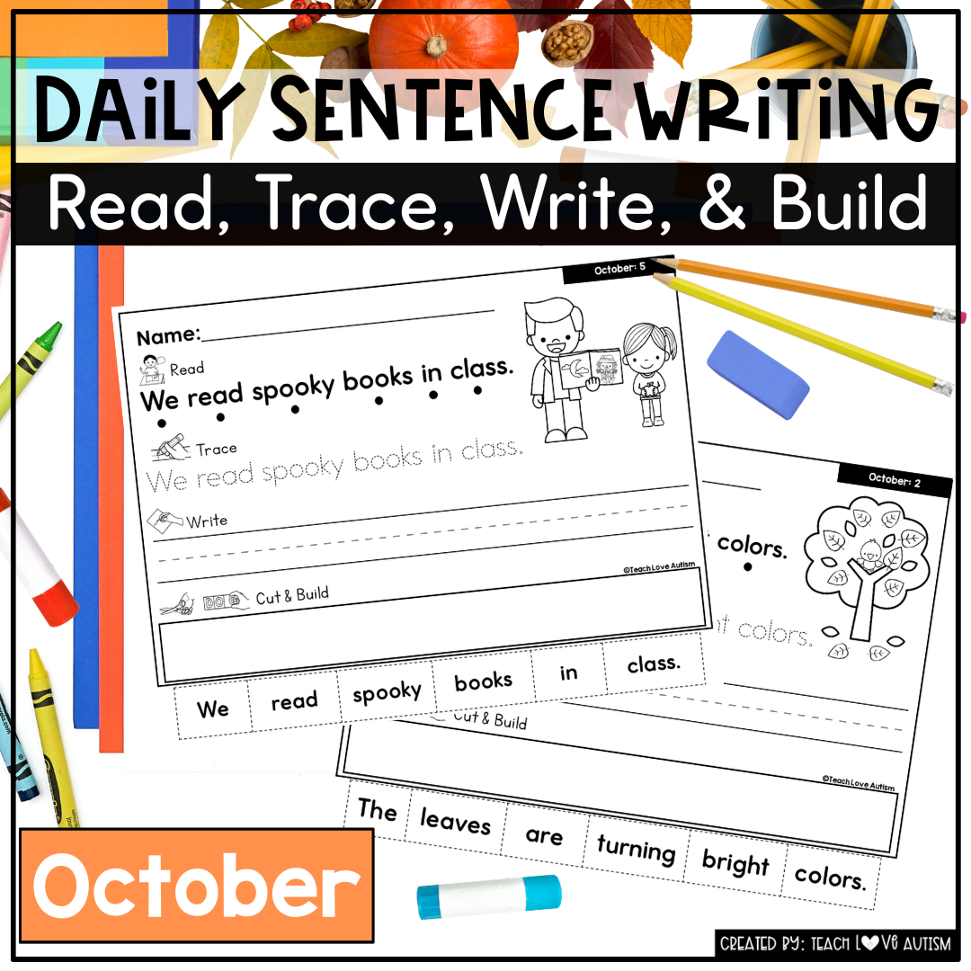October Daily Writing Worksheets | Read, Trace, Write, and Build ...