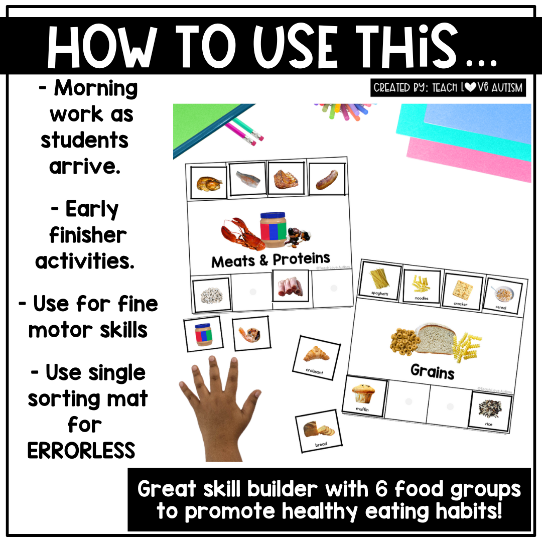 Food Group Sorting Mats - Teach Love Autism