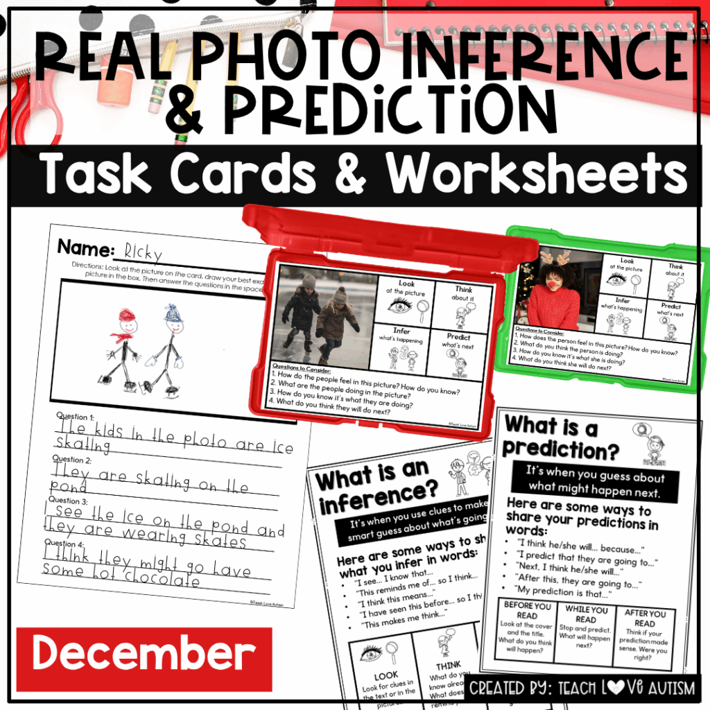 December Real Photo Predict & Infer Task Cards and Worksheets - Teach ...