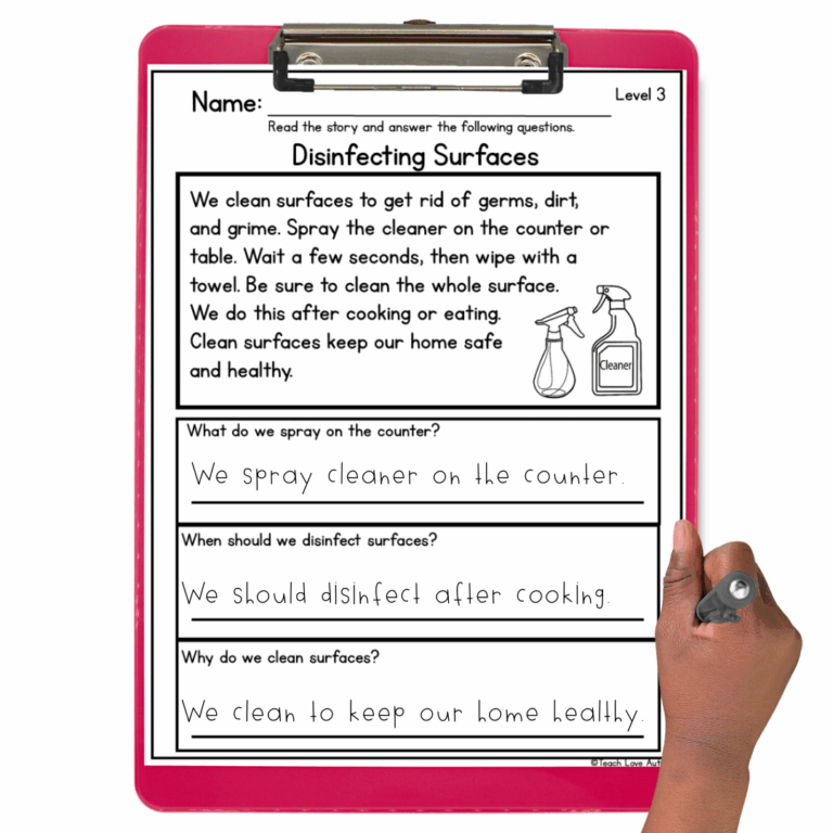 Simple Life Skills Reading Comprehension Worksheets | Cleaning and Home ...