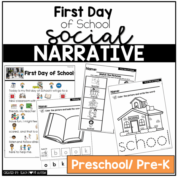 First Day of School -Preschool / Pre-K - Teach Love Autism