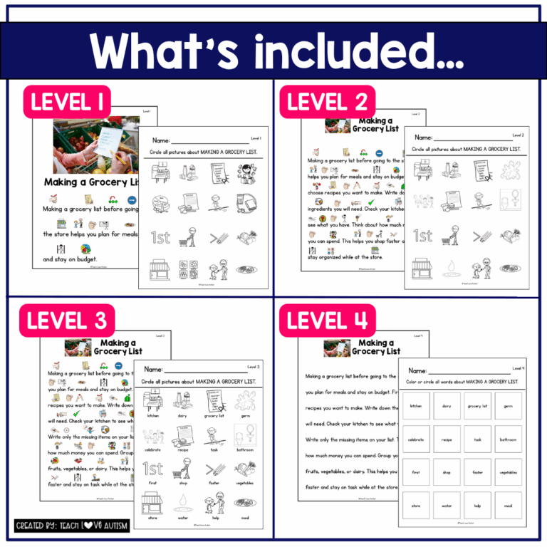Making a Grocery List Life Skills Reading Comprehension with Visuals ...