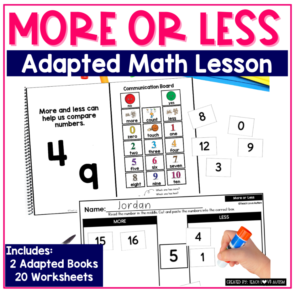More or Less Adapted Books and Worksheets - Teach Love Autism