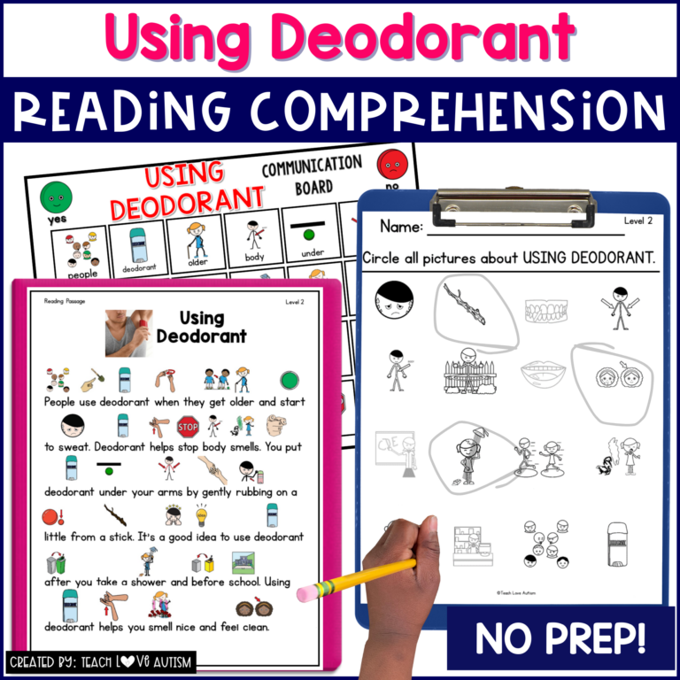 Using Deodorant Life Skills Reading Comprehension Passages and ...