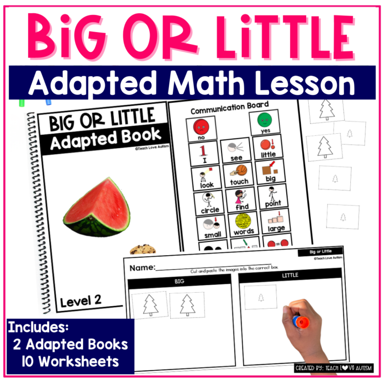 Big Or Little Adapted Books and Worksheets - Teach Love Autism