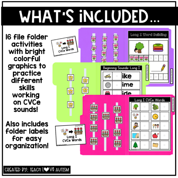 Spring CVCe File Folders for Literacy Centers and Phonics Skills ...