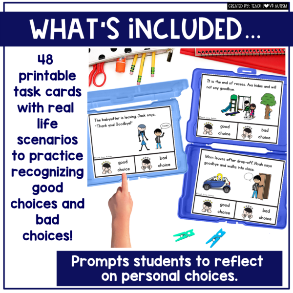 Saying Goodbye Social Scenario Task Cards | Decision Making Activity ...
